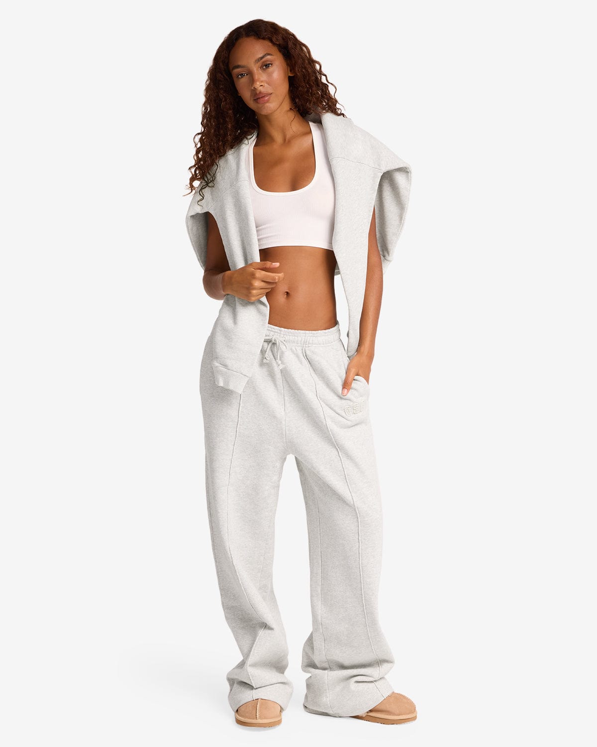 CSB Wide Leg Sweatpant Organic Cotton | Snow Marl