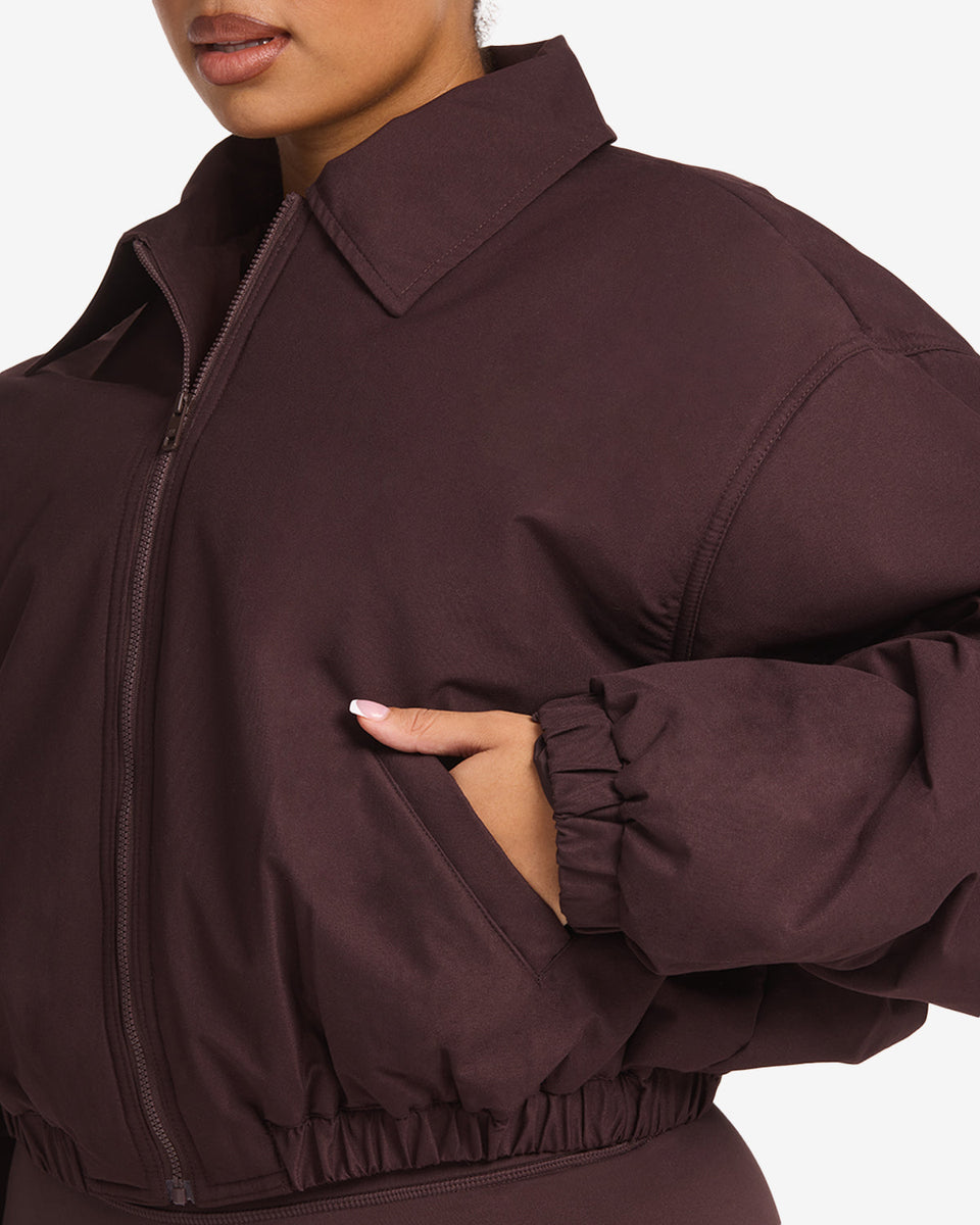 Cropped Oversized Bomber Jacket | Espresso – CSB